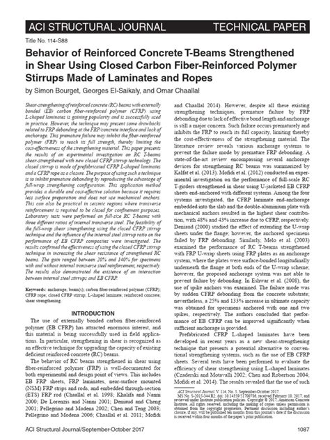 Behavior Of Reinforced Concrete T Beams Strengthened In Shear Using Closed Carbon Fiber