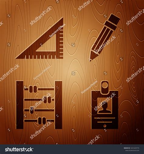 Set Identification Badge Triangular Ruler Abacus Stock Vector Royalty Free 1651643773