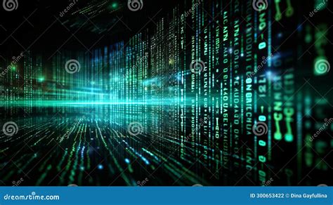Abstract Digital Background With Binary Code And Ai Algorithms Running