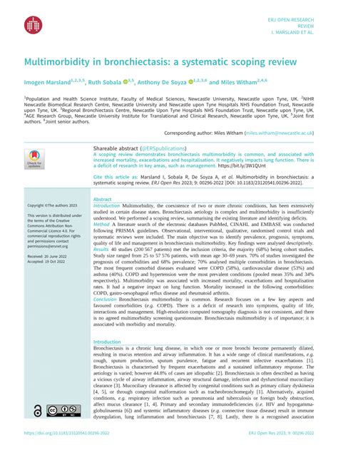 pdf multimorbidity in bronchiectasis a systematic scoping review