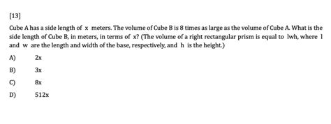 13 Cube A Has A Side Length Of X Meters The StudyX