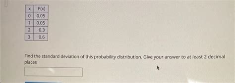 Solved Find The Standard Deviation Of This Probability Chegg