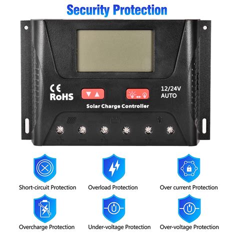 40a30a20a10a 태양열 충전기 컨트롤러 12v 24v 자동 Pwm 컨트롤러 Lcd 디스플레이 5v 듀얼 Usb 출력