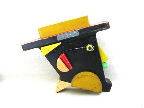 Folk Art Male Portrait Bust Assemblage Sculpture Figure Found Object