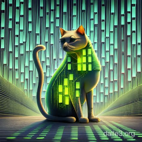 Dynamic Binary Code Silhouette Of A Sitting Cat In 8k Ultra Hd Dalle3 Ai