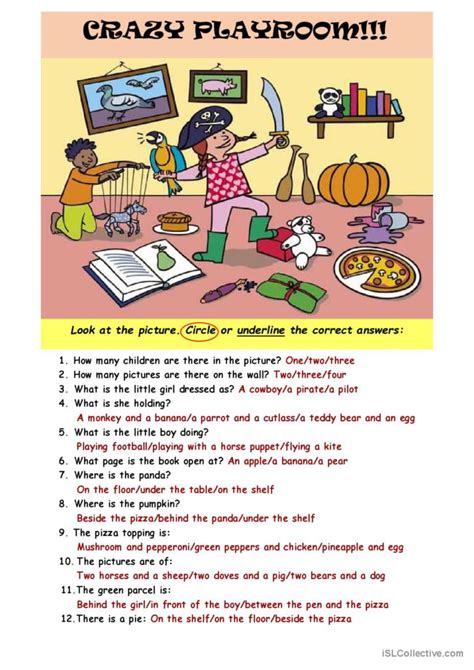 Crazy Playroom Multiple Choice… English Esl Worksheets Pdf And Doc