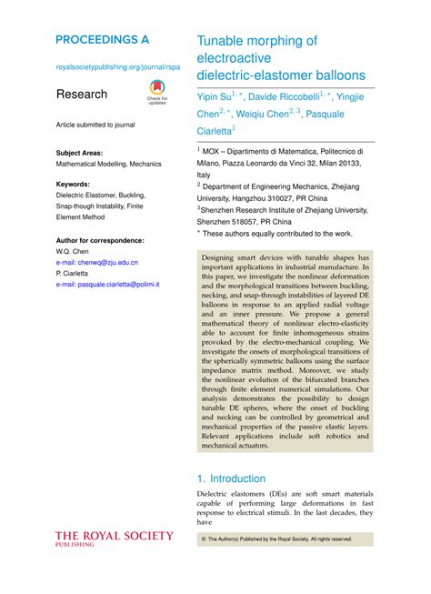 Pdf Tunable Morphing Of Electroactive Dielectric Elastomer Balloons