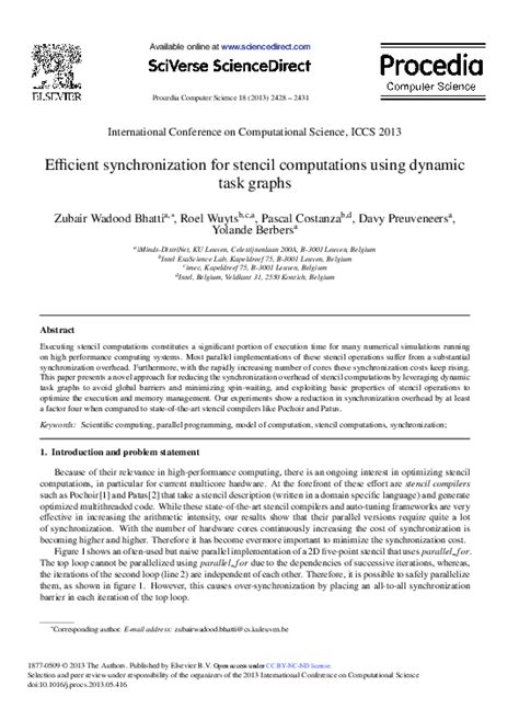 Pdf Efficient Synchronization For Stencil Computations Using Dynamic Task Graphs