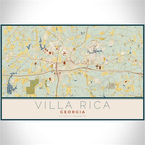 Villa Rica Georgia Map Print In Woodblock — Jace Maps