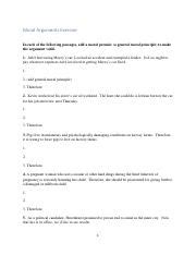 Moral Arguments Exercise Pdf Moral Arguments Exercise In Each Of The Following Passages Add A