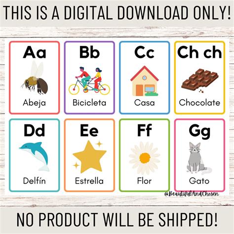 Spanish Alphabet Flashcards Printable Etsy