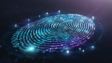 Glowing Digital Fingerprint Sleek Futuristic Identification Technology Digital Biometric Data