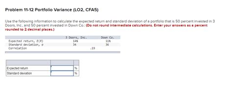 Problem Portfolio Variance LO CFA Use The Chegg