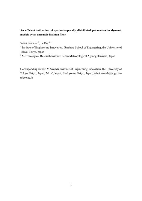 Pdf An Efficient Estimation Of Spatio Temporally Distributed Parameters In Dynamic Models By
