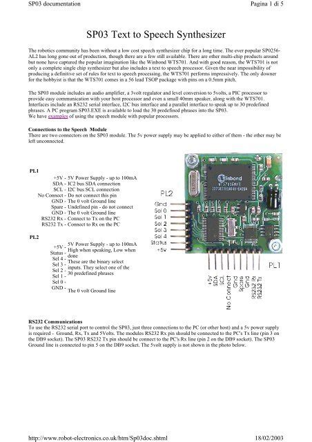 Sp03 Text To Speech Synthesizer Page Personnelle De Pharlotto