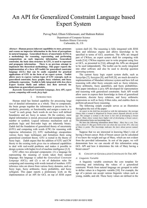 Pdf An Api For Generalized Constraint Language Based Expert System