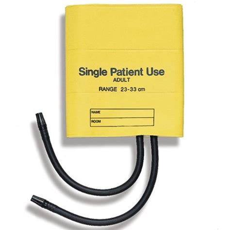 Disposable Single Patient Use Blood Pressure Cuff Two Tube Adult Yellow 5 Per Box