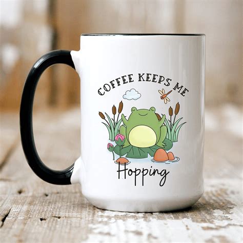 Coffee Keeps Me Hopping Frog Coffee Mug Cute Frog T Idea Two Tone Ceramic Coffee Mug Large