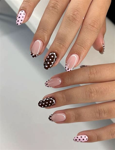 Polka Dot Nails French Tip Nails With One Dotted Nail Pink French