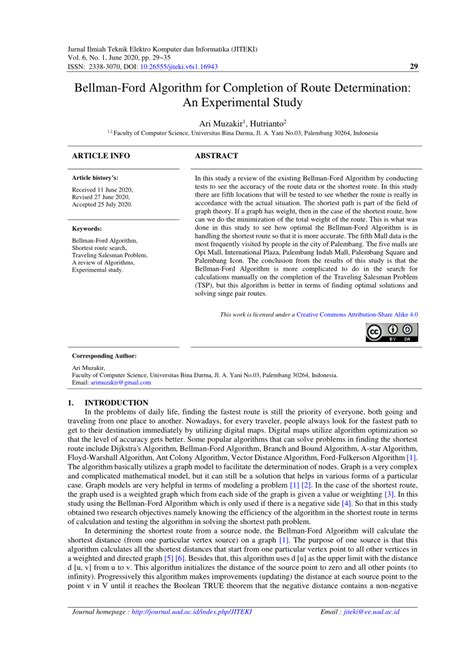 pdf bellman ford algorithm for completion of route determination an