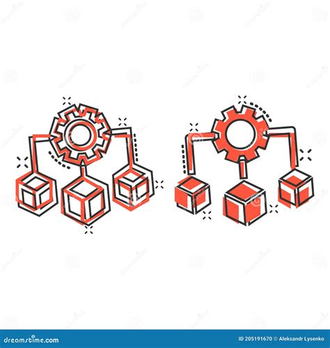 Api Technology Icon In Comic Style Algorithm Cartoon Vector Illustration On White Isolated