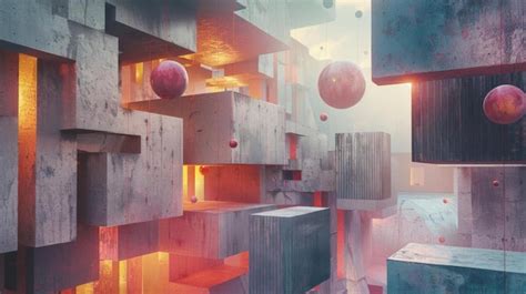 Futuristic Abstract 3d Render Showcasing Floating Metallic Cubes Premium Ai Generated Image