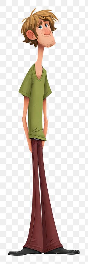 Lanky Slouched Man Confused Man In Cartoon Style Png