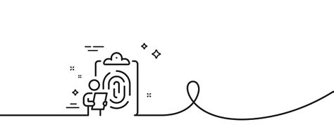 Fingerprint Clipboard Line Icon Finger Print Scan Sign Continuous Line With Curl Vector Stock