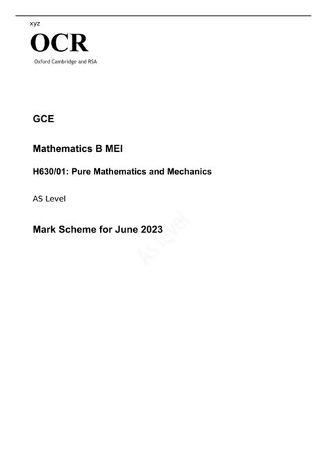OCR AS Level Mathematics B MEI H JUNE QUESTION PAPERS AND MARK SCHEMES Stuvia US