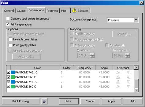 Same Pantone Colour Appearing Twice In Print Preview CorelDRAW Graphics Suite X CorelDRAW