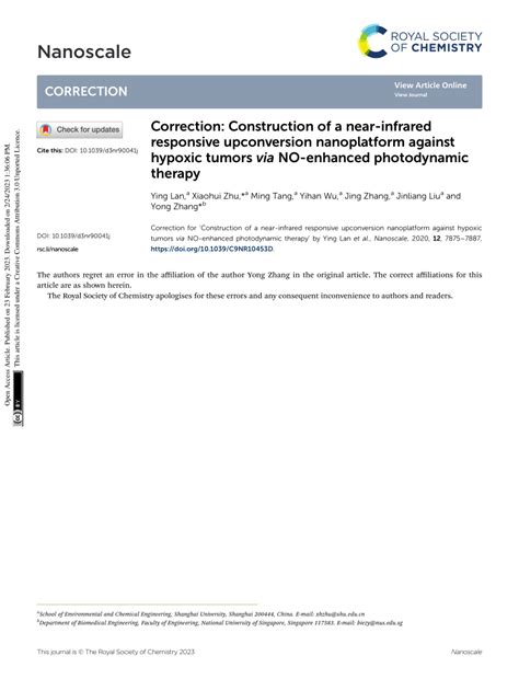 Pdf Correction Construction Of A Near Infrared Responsive