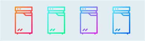 Freezer Line Icon In Gradient Colors Refrigerator Signs Vector Illustration 14032499 Vector