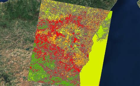 surface temperature map obtained by using tes algorithm applied on