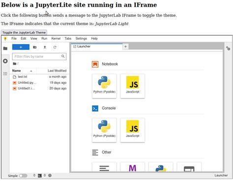 Communication Between A Host Page And A Jupyterlite Instance Running In An Iframe Jupyterlite