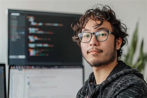 Professional Software Developer Working With Online Software Premium