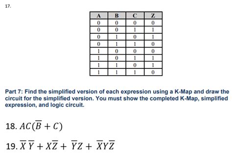 Solved Part Use A K Map To Find The Simplified Exp