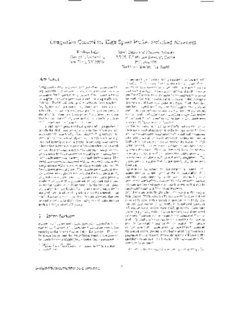 Pdf Congestion Control For High Speed Packet Switched Networks