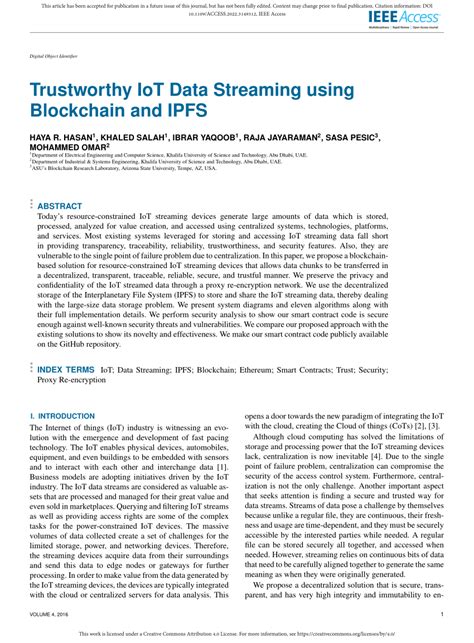 Pdf Trustworthy Iot Data Streaming Using Blockchain And Ipfs