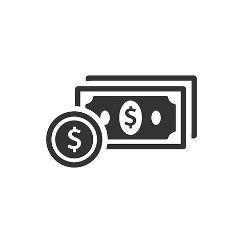Icono De Dinero En Blanco Y Negro Vector Premium