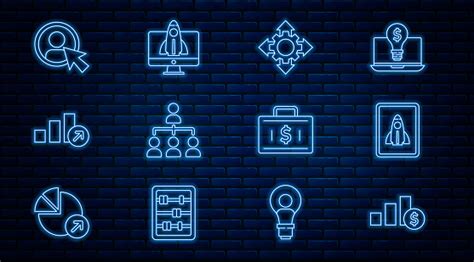 라인 파이 차트 및 달러 설정 시작 프로젝트 개념 프로젝트 팀 기반 계층 구조 Organogram 재무 성장 계정 생성 화면 서류 가방 돈 및 아이콘 벡터 Launch