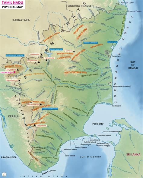 Tamil Nadu Physical Map Upsc