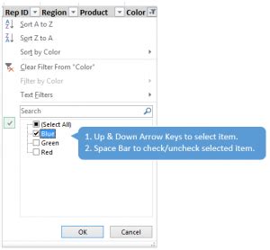 Keyboard Shortcuts For The Filter Drop Down Menus In Excel