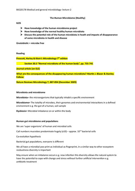 Lecture The Human Microbiome Healthy BIO Medical And General Microbiology Lecture