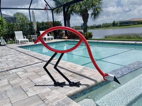 Flamingo Pool Rail No Wings Sleek Modern Pool Entry Sculpture