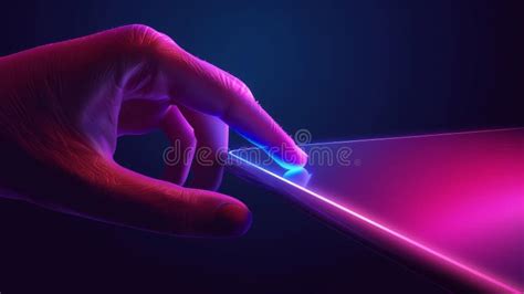 A Beautiful Hand Taps The Touchscreen With Its Index Finger Note That