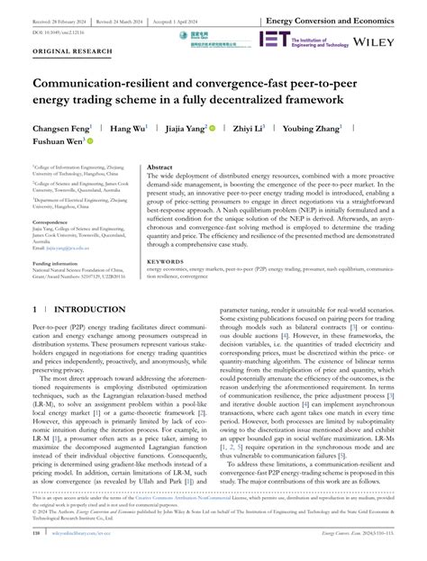 Pdf Communication‐resilient And Convergence‐fast Peer‐to‐peer Energy