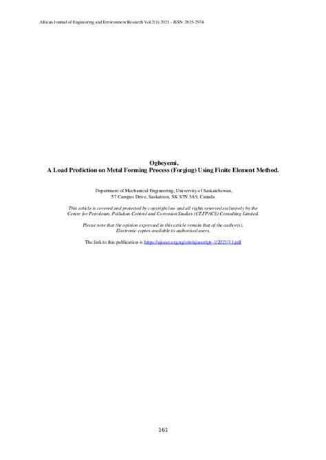 pdf a load prediction on metal forming process forging using finite