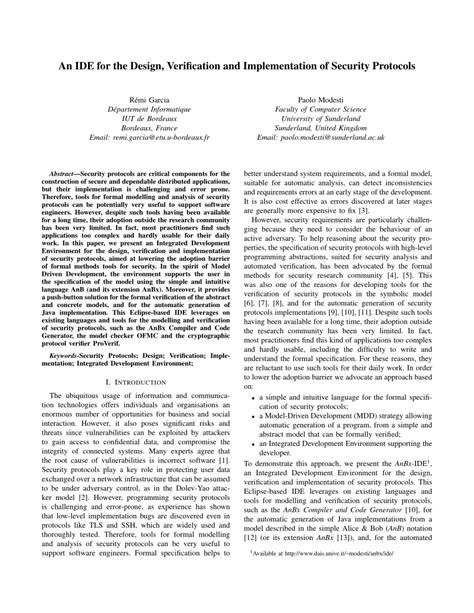 pdf an ide for the design verification and implementation of security protocols