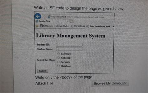 Solved Write A Jsf Code To Design The Page As Given Below ©