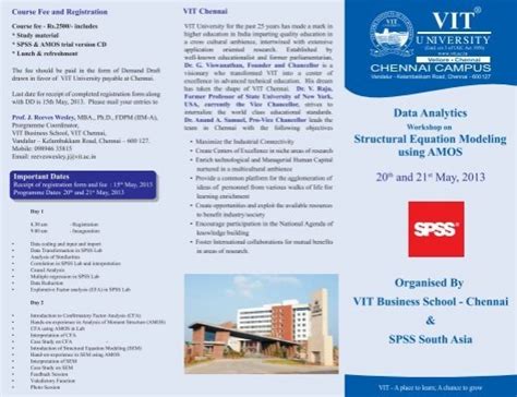 Workshop On Structural Equation Modeling Using Vit University